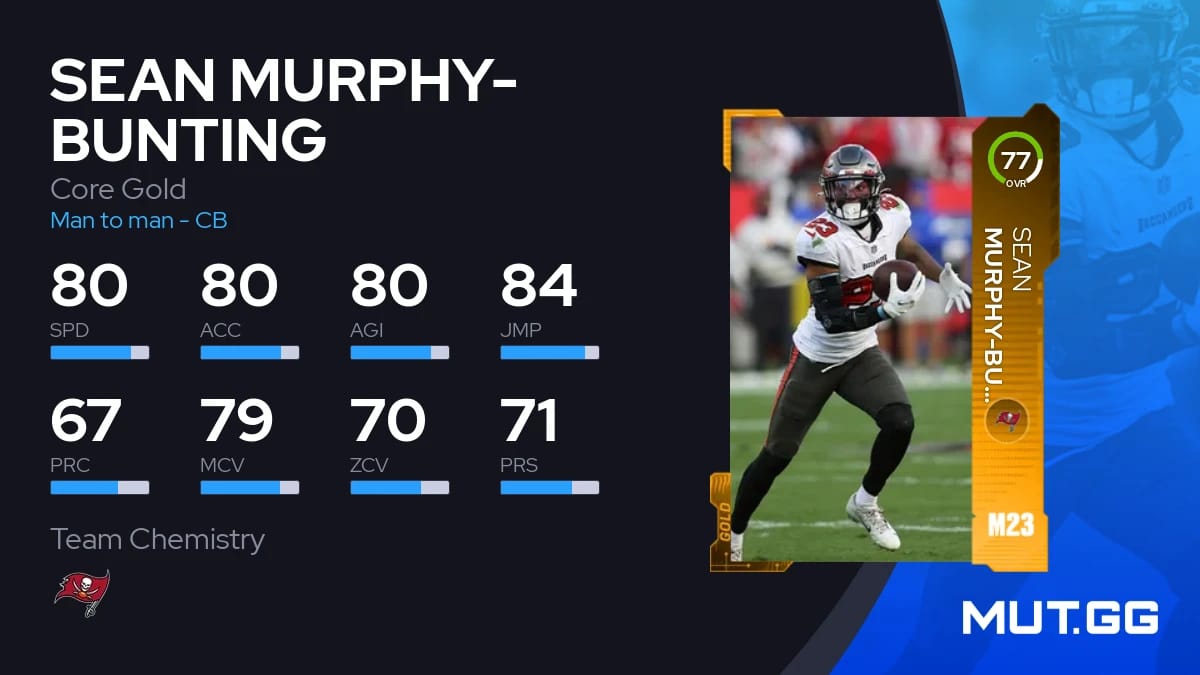Sean Murphy-Bunting Core Gold 77 OVR - Madden NFL 23 - MUT.GG