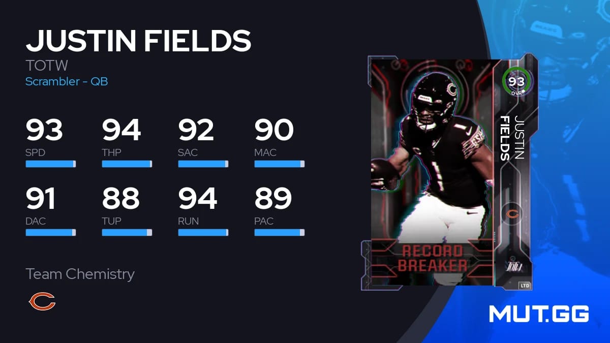 Justin Fields TOTW 93 OVR - Madden NFL 23 - MUT.GG