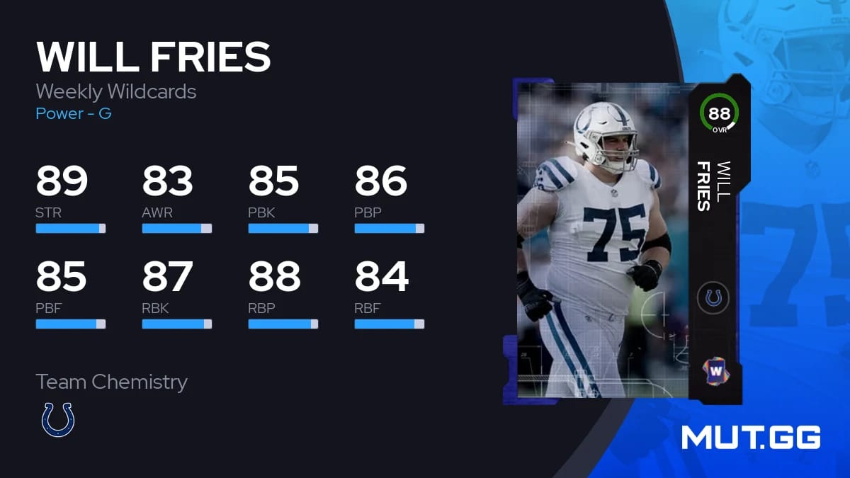 Will Fries Weekly Wildcards 88 OVR - Madden NFL 23 - MUT.GG