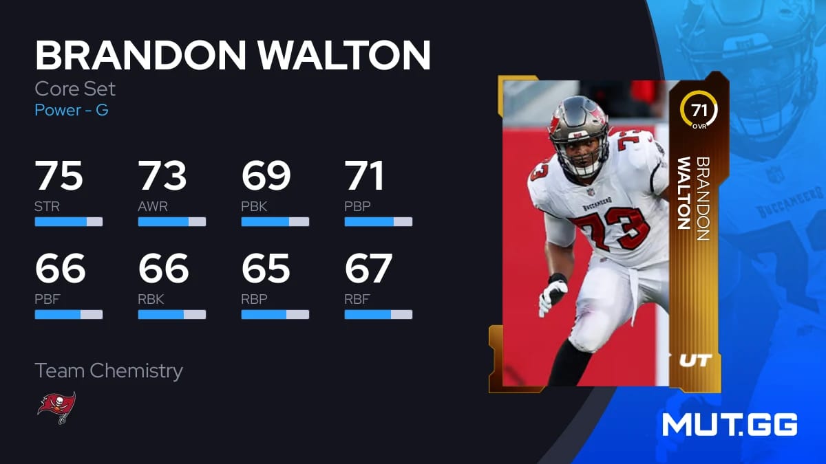 Brandon Walton Core Set 71 OVR - Madden NFL 24 - MUT.GG