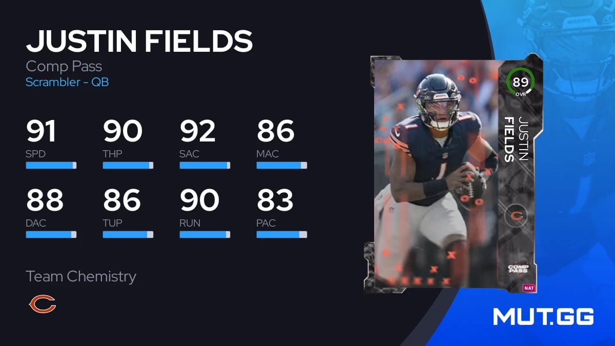 Justin Fields Comp Pass 89 OVR - Madden NFL 24 - MUT.GG
