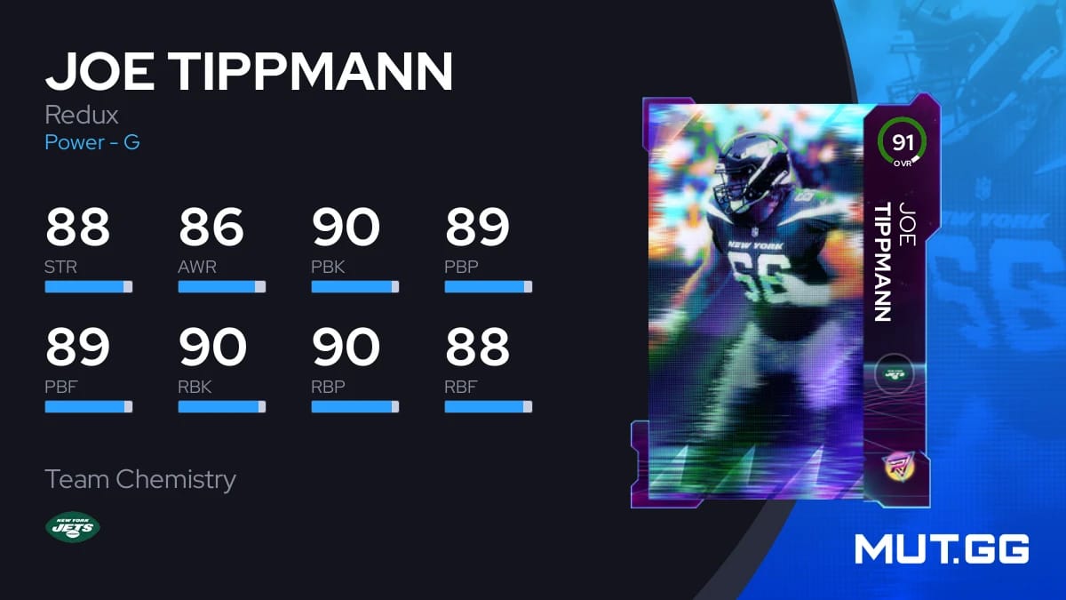 Joe Tippmann Redux 91 OVR - Madden NFL 24 - MUT.GG