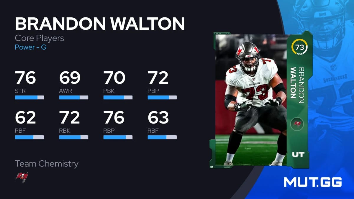 Brandon Walton Core Players 73 OVR - Madden NFL 25 - MUT.GG