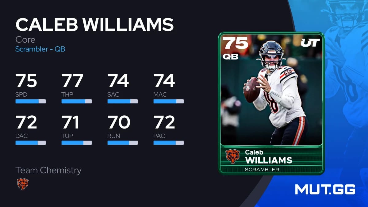 Caleb Williams Core 75 OVR - Madden NFL 26 - MUT.GG