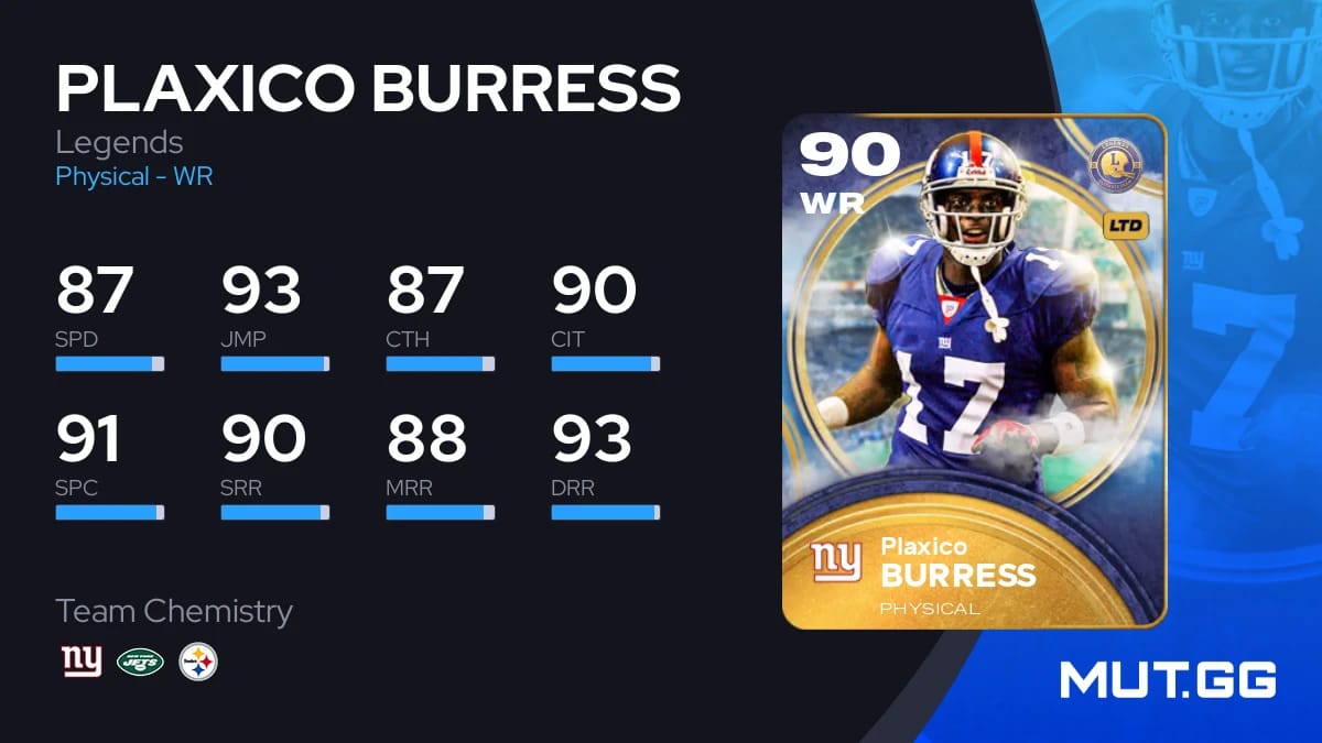 Plaxico Burress Legends 90 OVR - Madden NFL 26 - MUT.GG