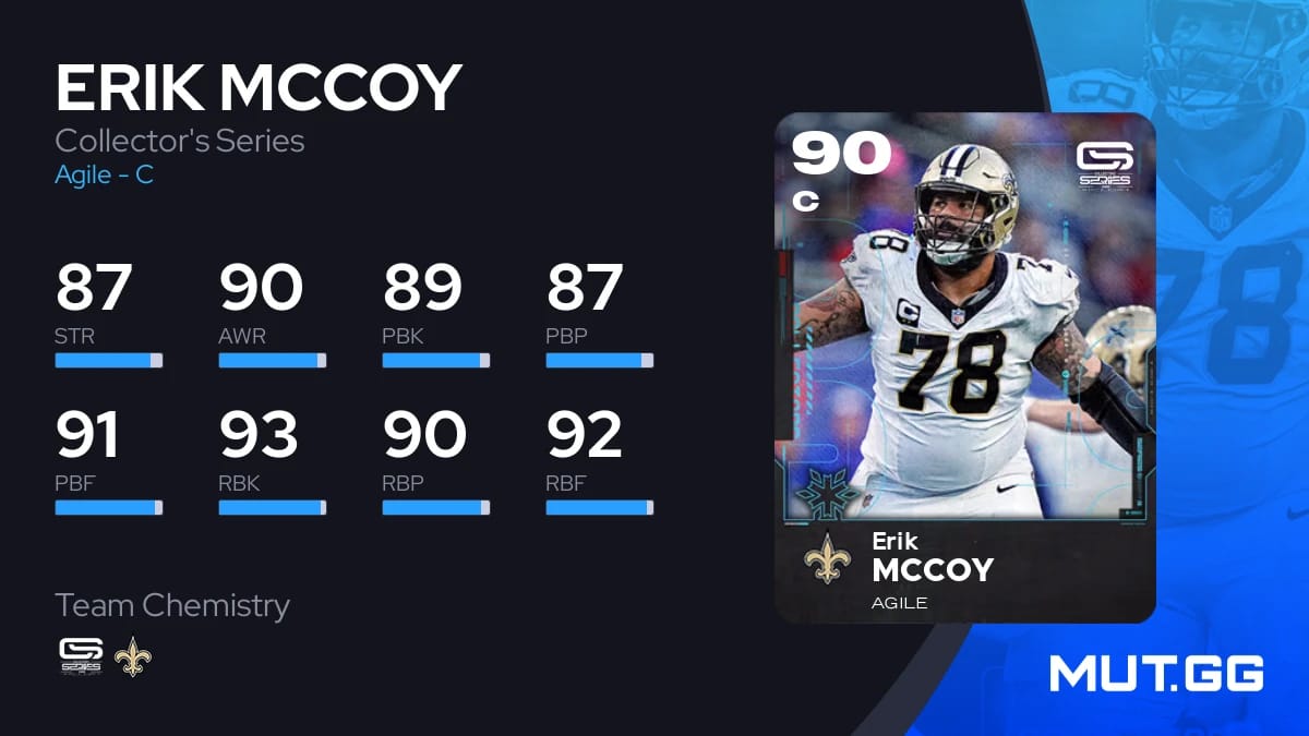 Erik McCoy Collector's Series 90 OVR - Madden NFL 26 - MUT.GG