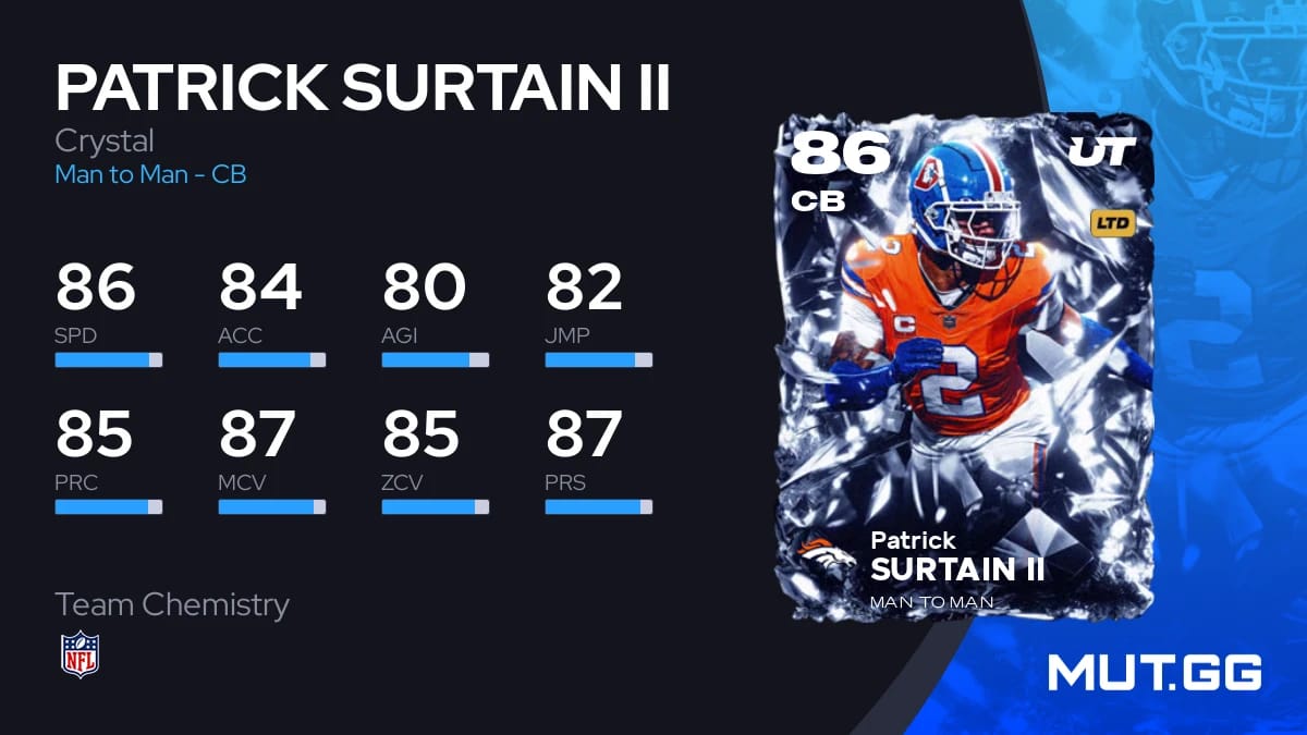 Patrick Surtain II Crystal 86 OVR - Madden NFL 26 - MUT.GG