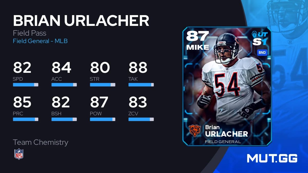 Brian Urlacher Field Pass 87 OVR - Madden NFL 26 - MUT.GG